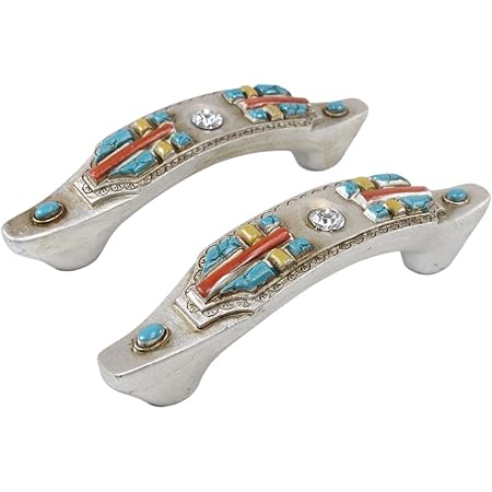 Ebros Gift Set of 4 Rustic Southwestern Silver Turquoise Boho Western ...