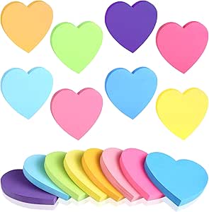 Amazon.com : Jspupifip 1120 Sheets Heart Shaped Sticky Notes, 8 Color ...