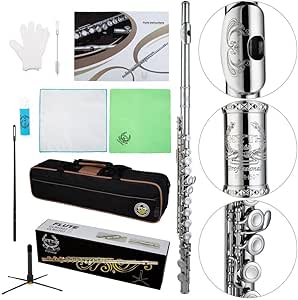 Rhythm C Flutes with Engraved Flower Closed Hole 16 Keys Flute For ...