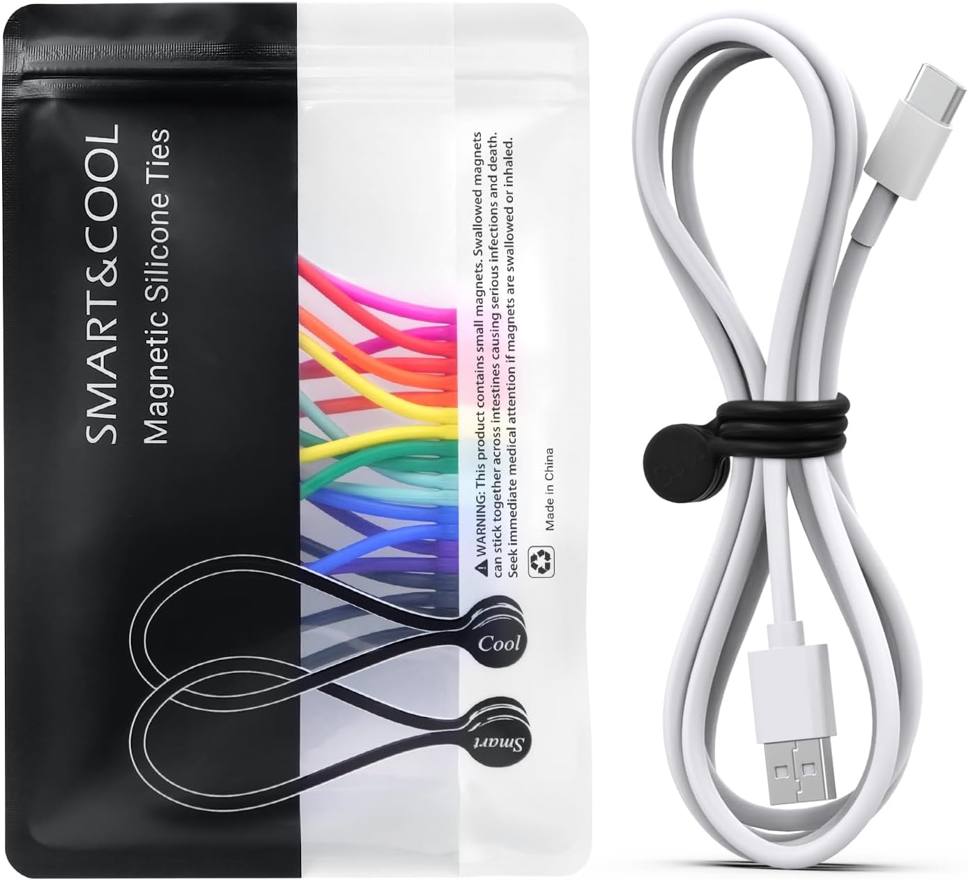 Amazon.com: SMART&COOL Reusable Silicone Magnetic Cable Ties for ...