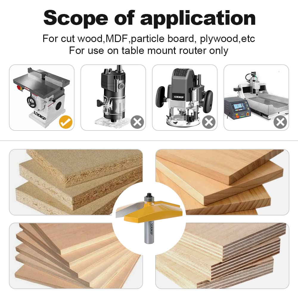 Snapklik.com : XDENGP Bevel Raised Panel Router Bits 1/2 Shank For ...