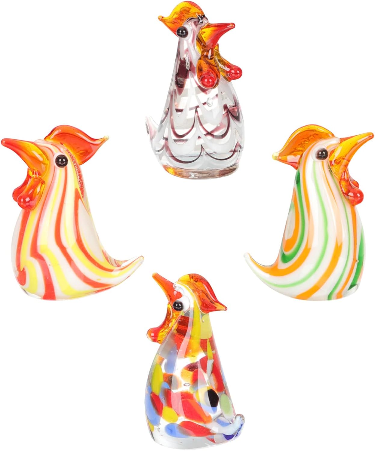 Amazon.com: Amosfun 4pcs Glass Rooster Chicken Figurines Home ...