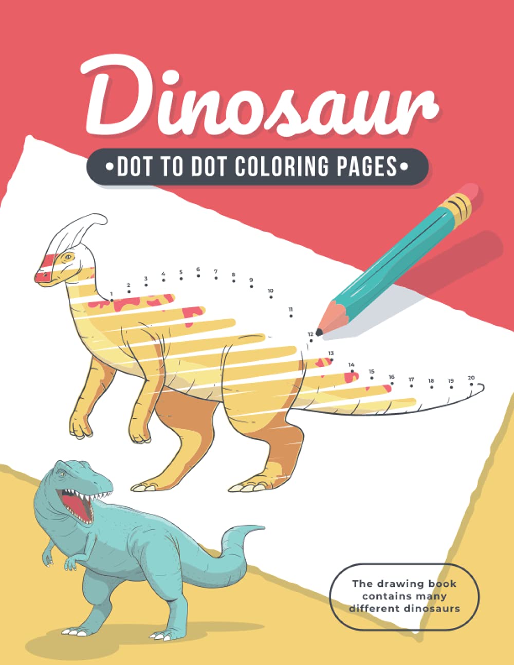Buy Dinosaur Dot To Dot Coloring Pages: Numbers 1-22 | Ages 3 to 6 ...