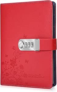 Amazon.com : ARRLSDB PU Leather Journal with Lock, A5 Size Diary with Combination Lock Password ...