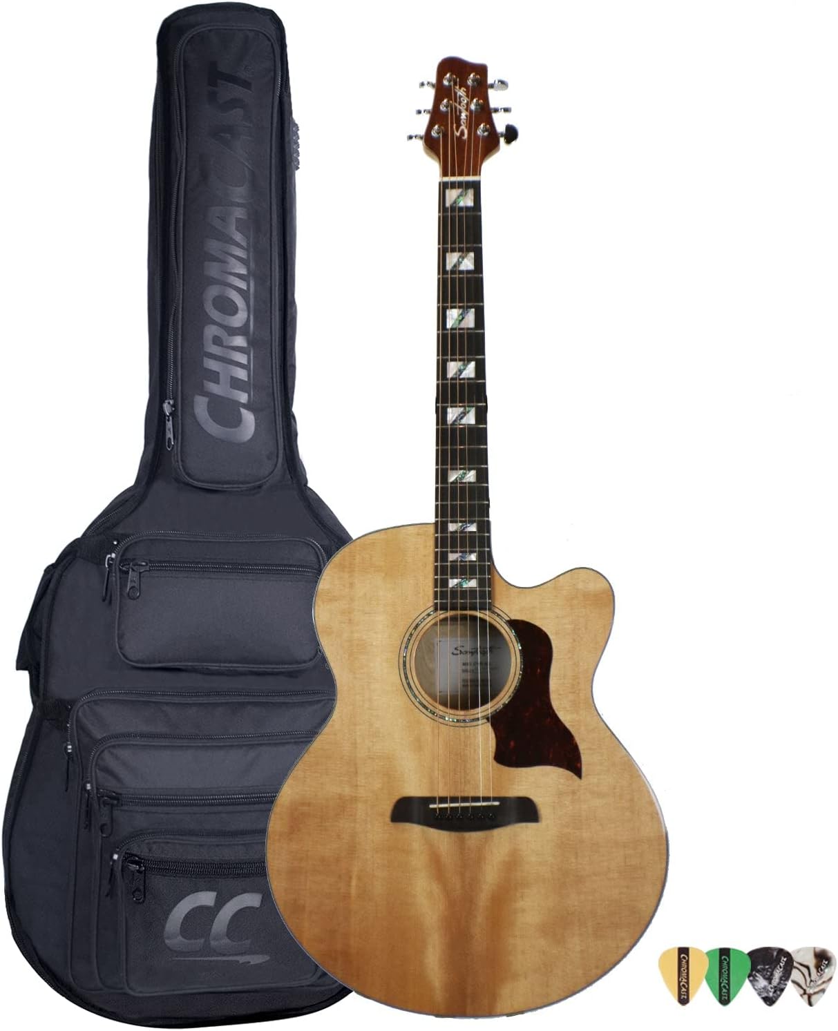 Amazon.com: Sawtooth Maple Series Acoustic-Electric Cutaway Jumbo ...