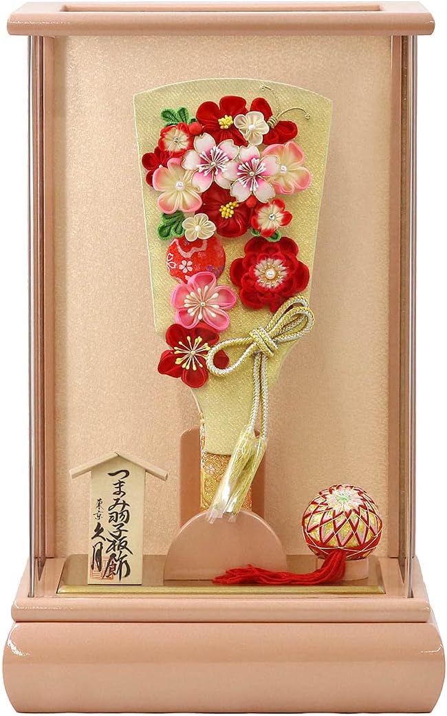 Amazon | 羽子板 久月 つまみ細工 羽子板 金赤花 パールピンク塗り アクリルケース 号 ミニ羽子板 羽子板飾り 初正月 HGQ-Q04-H11 | 正月飾り | おもちゃ