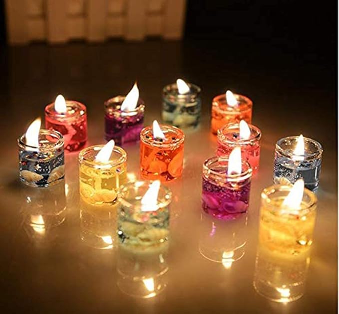 VR Creatives Small Glass Jelly Gel Candles Decor Gel Wax Smokeless ...