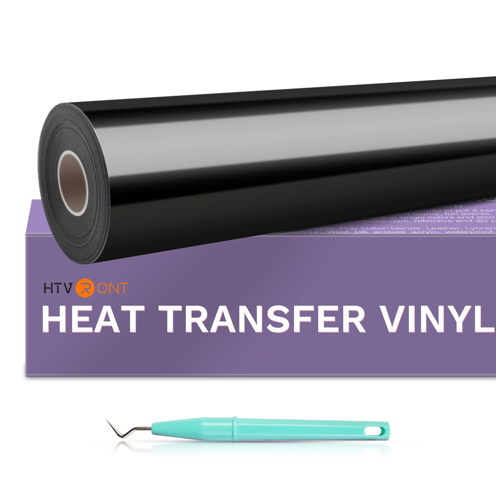 HTVRONT Black HTV Vinyl Roll - 12" x 30ft Black Iron on Vinyl, Heat ...
