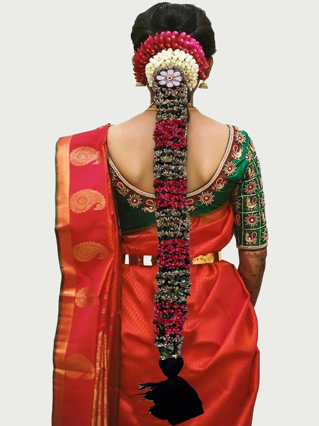 FIMBUL Bharatanatyam Savaram & Kunjalam Kemp Ready Jada Set Hair Accessories/Hair Choti Jada Set ...