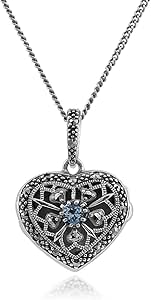 Amazon.com: Gemondo USA Sterling Silver 925 Aquamarine & Marcasite ...