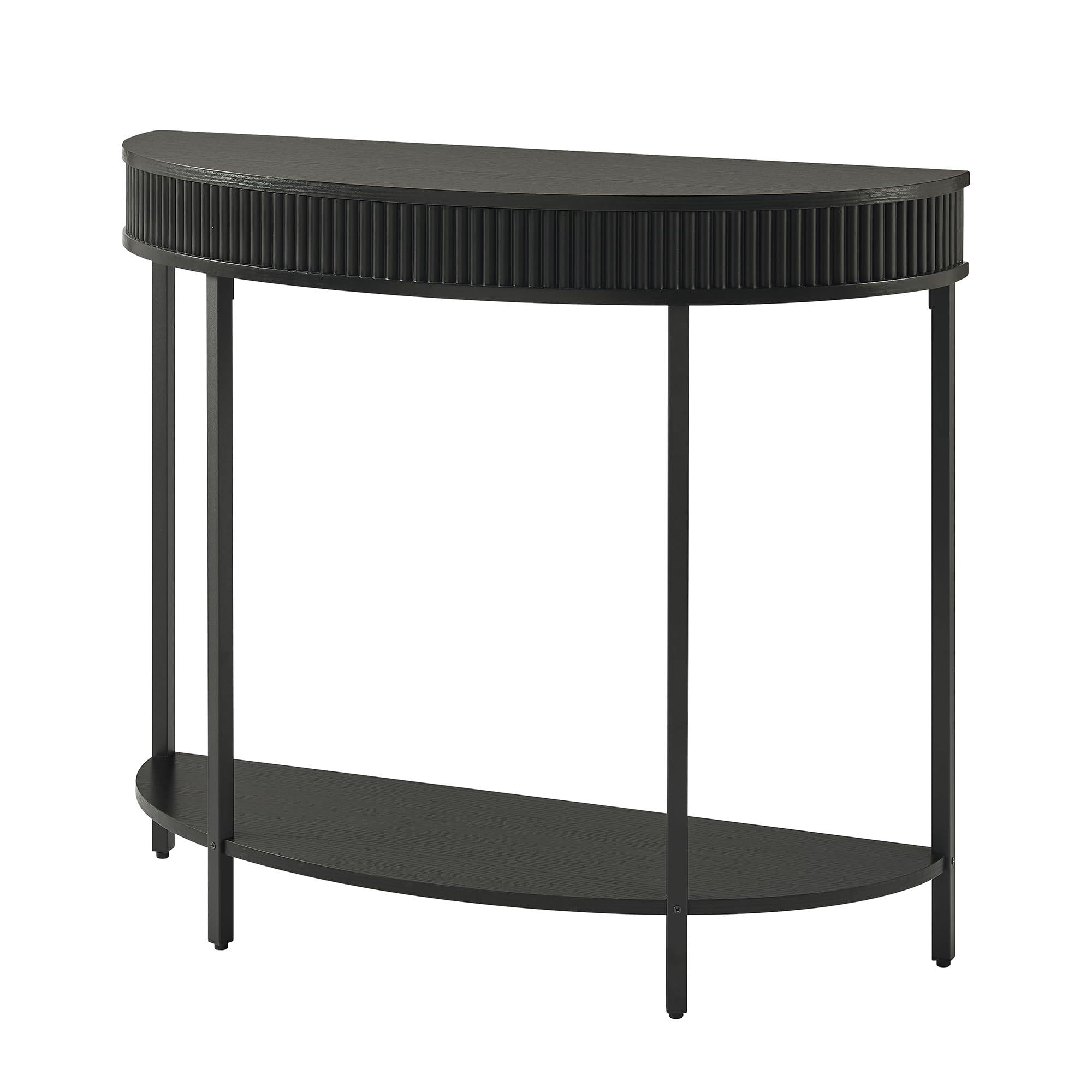 Amazon.com: unipaws Fluted Half Moon Console Table, Modern 2-Tier Black ...