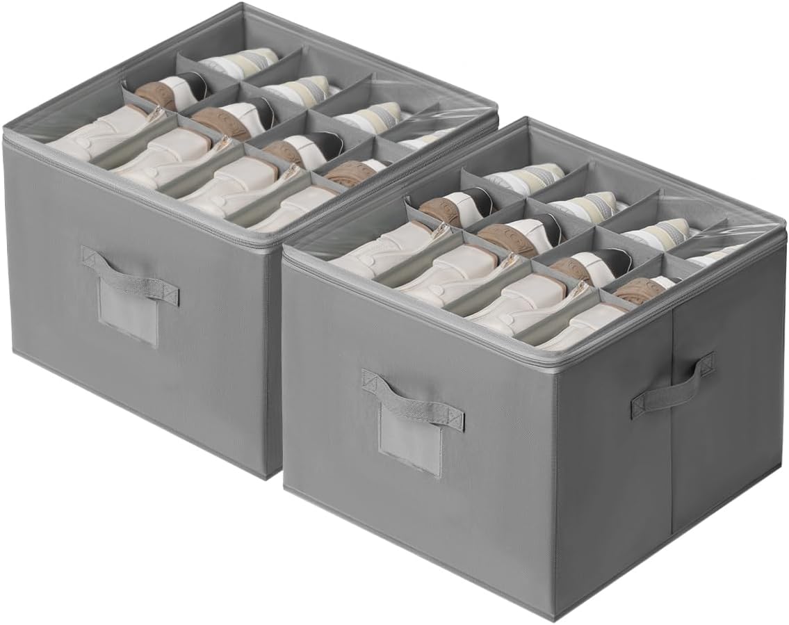 Amazon.com: DIMJ Shoes Organizer for Closet - 24 Pairs Shoe Storage Box ...