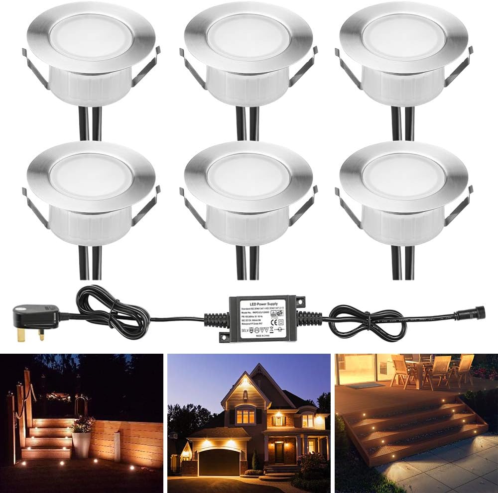 INDARUN Warm White Led Decking Lights Outdoor Waterproof IP67 Ø31MM 12V ...