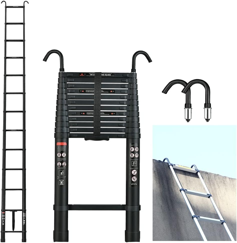 Telescope Ladder 16.4FT Aluminum Telescoping Extension Ladder, 13 Steps ...