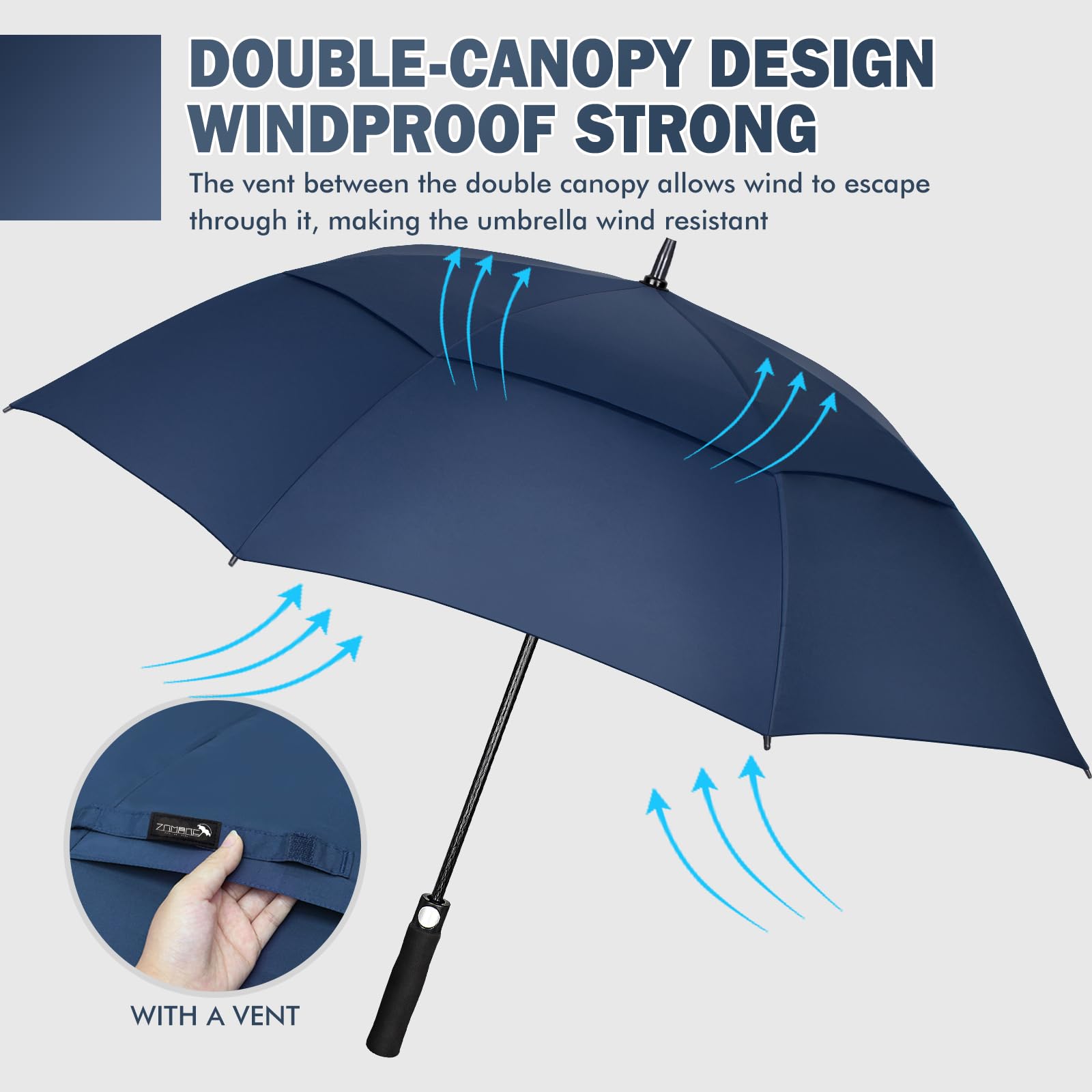Snapklik.com : ZOMAKE Large Golf Umbrella 68 Inch, Double Canopy Vented ...