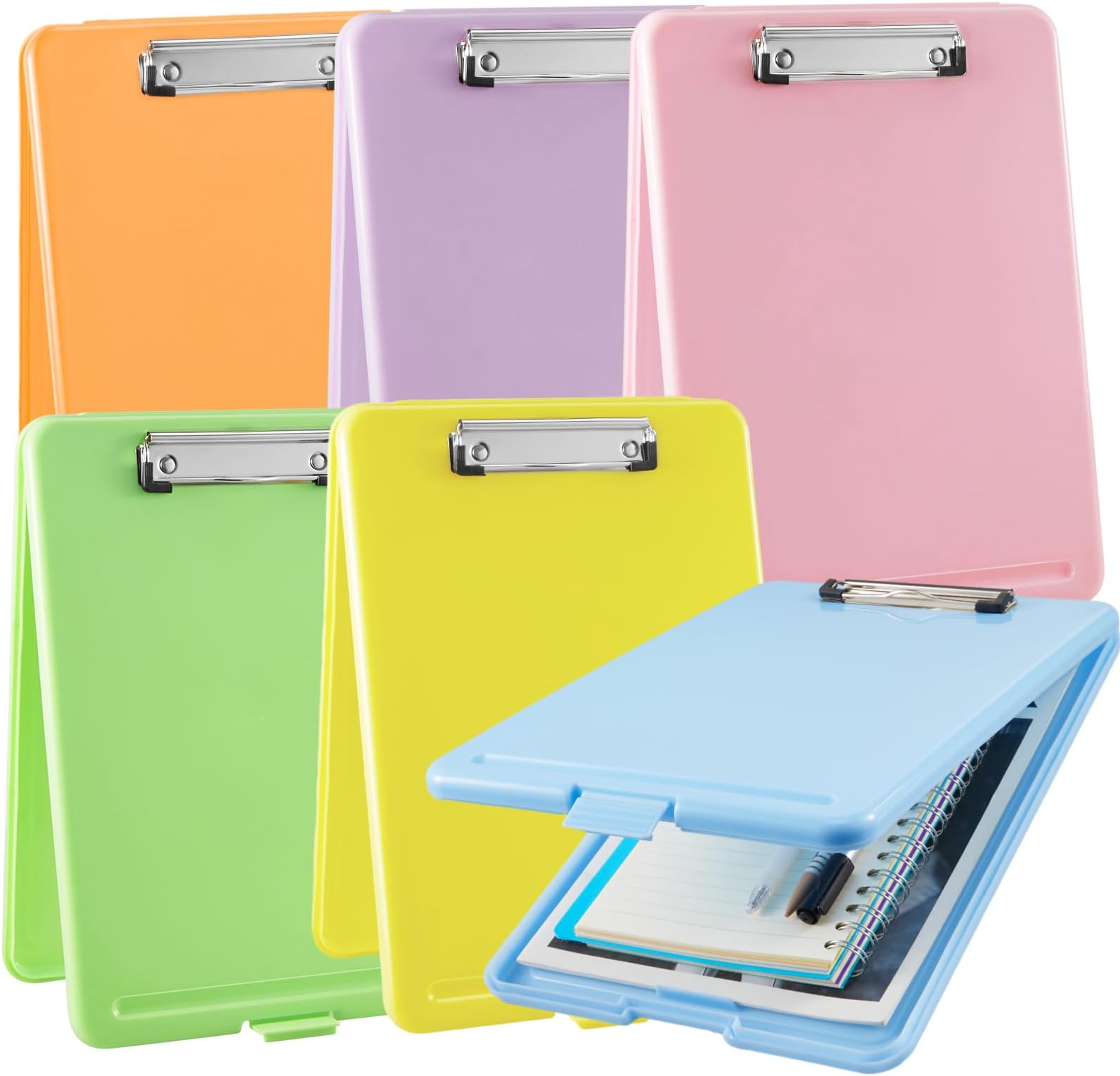 Amazon.com : SATINIOR 10 Pcs Plastic Translucent Clipboard with Storage ...