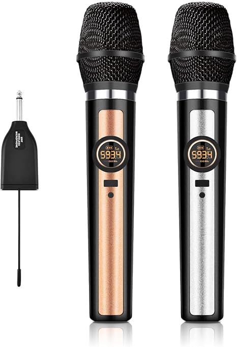 Amazon.com: Wireless Microphone System, UHF Dual Handheld Dynamic ...