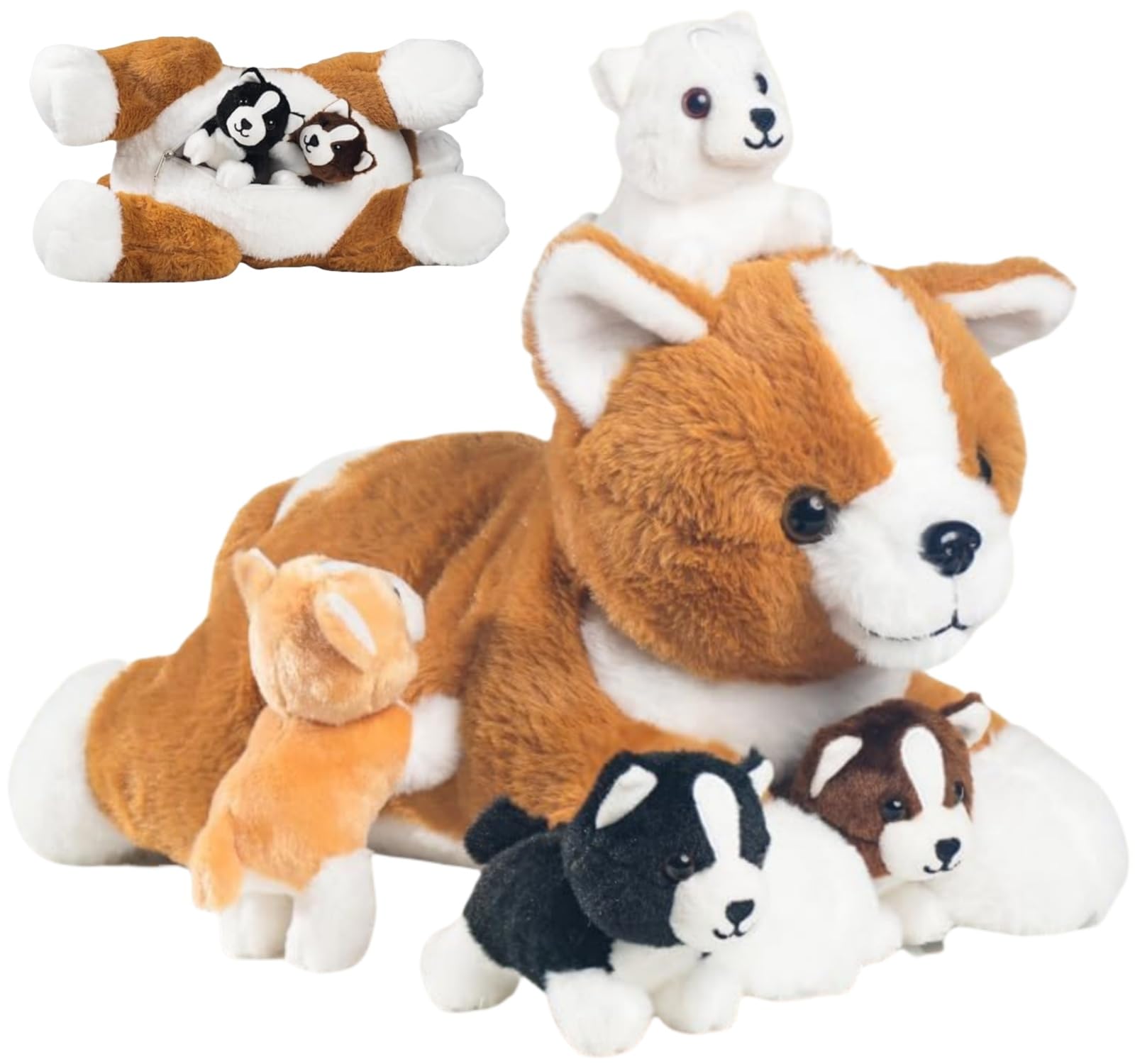 Amazon.com: Youthfuljive 5 Pcs Corgi Stuffed Animal with 4 Babies Puppy ...