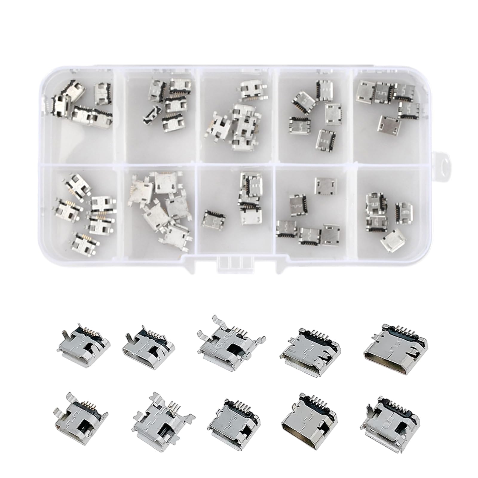 50 Pièces Prise Micro USB Femelle à 5 Broches, Connecteur Soudé à 180 ...