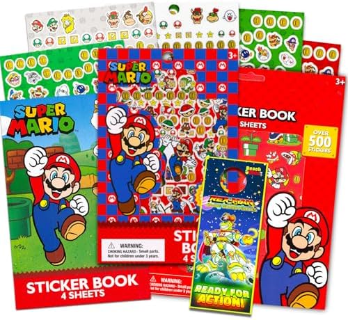 Amazon.com: UPD Super Mario 4 Sheet Sticker Pad, 300 Plus Stickers (1 ...
