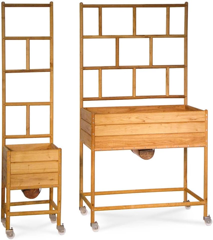 robinia-pro Balkon-HOCHBEET mit RANKGITTER-hoch, auf Rollen - H 86 cm ...