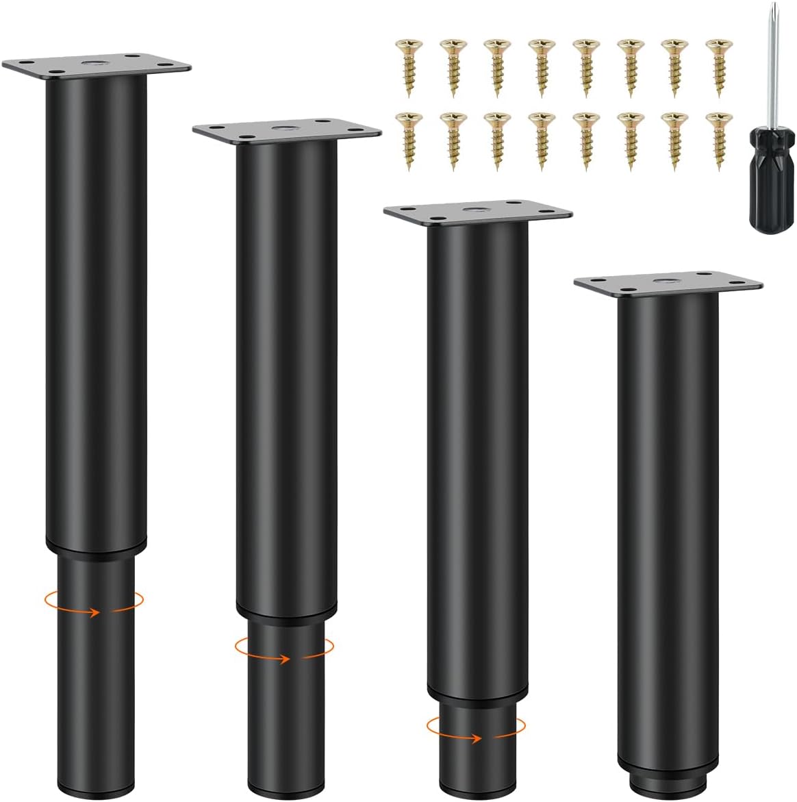 HUMOKI 4PCS Furniture Legs, Adjustable Support Leg Black, Adjustable ...