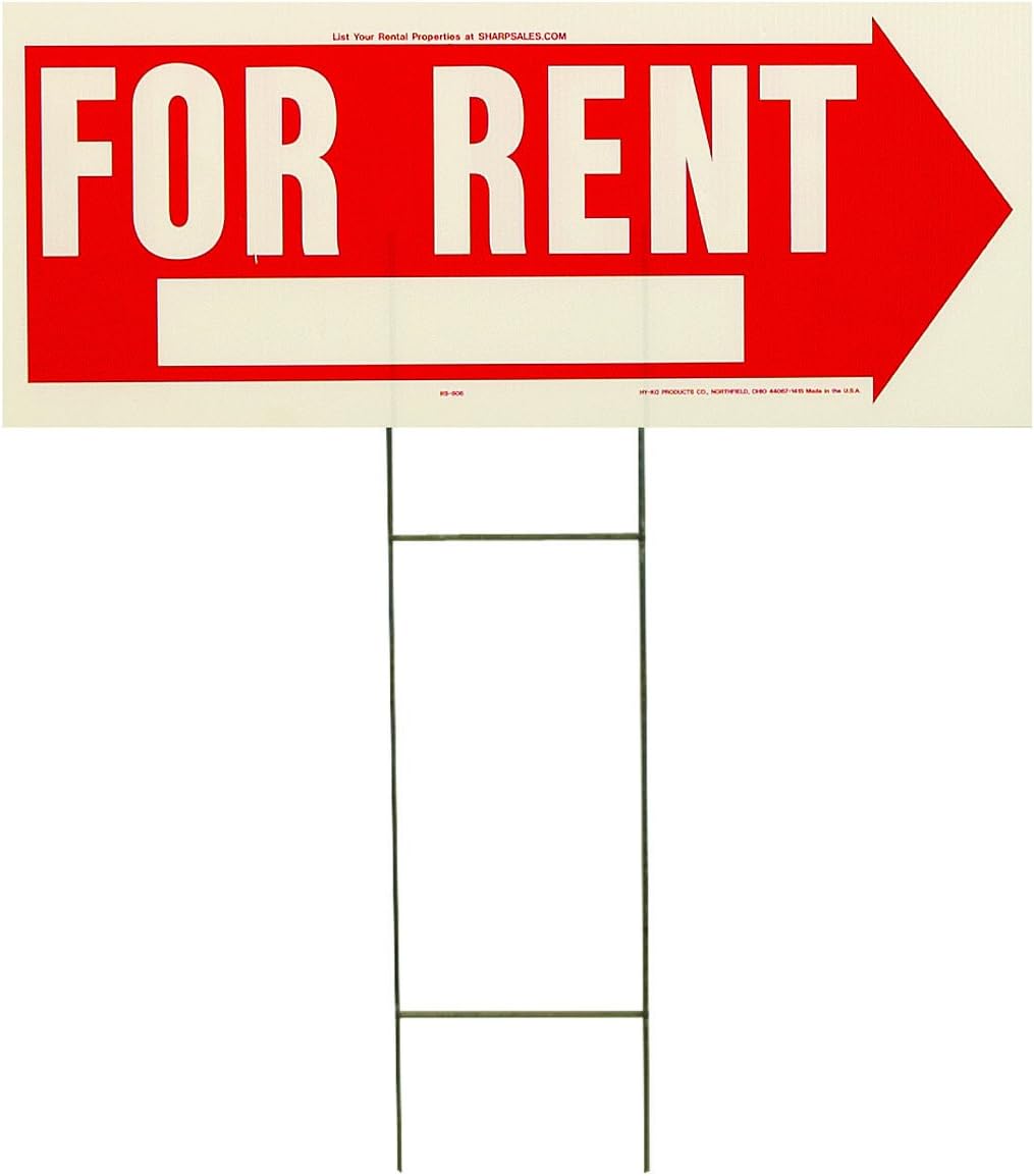 Amazon.com : 3 Pack 12 x 16 Inches for Rent Sign Kit Yard Sign with ...