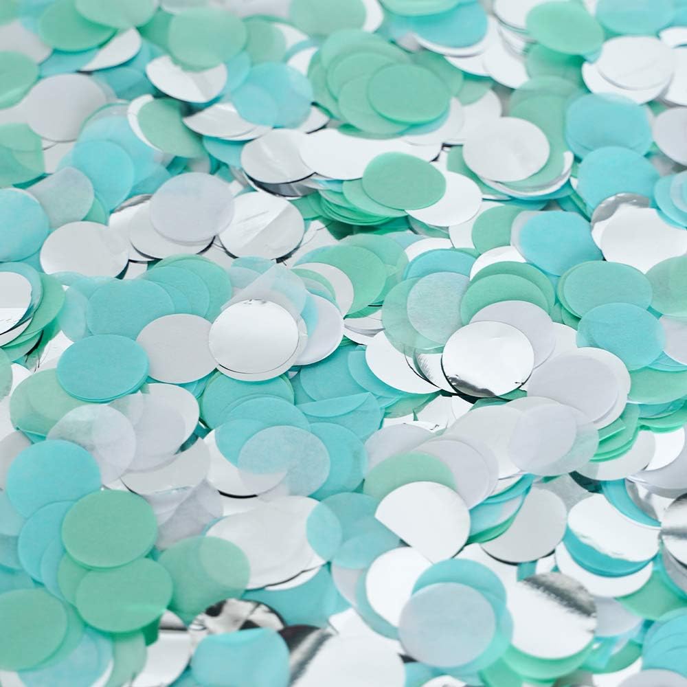 2.5cm Paper and Foil Confetti Mint Magic Mix Round Tissue Confetti ...