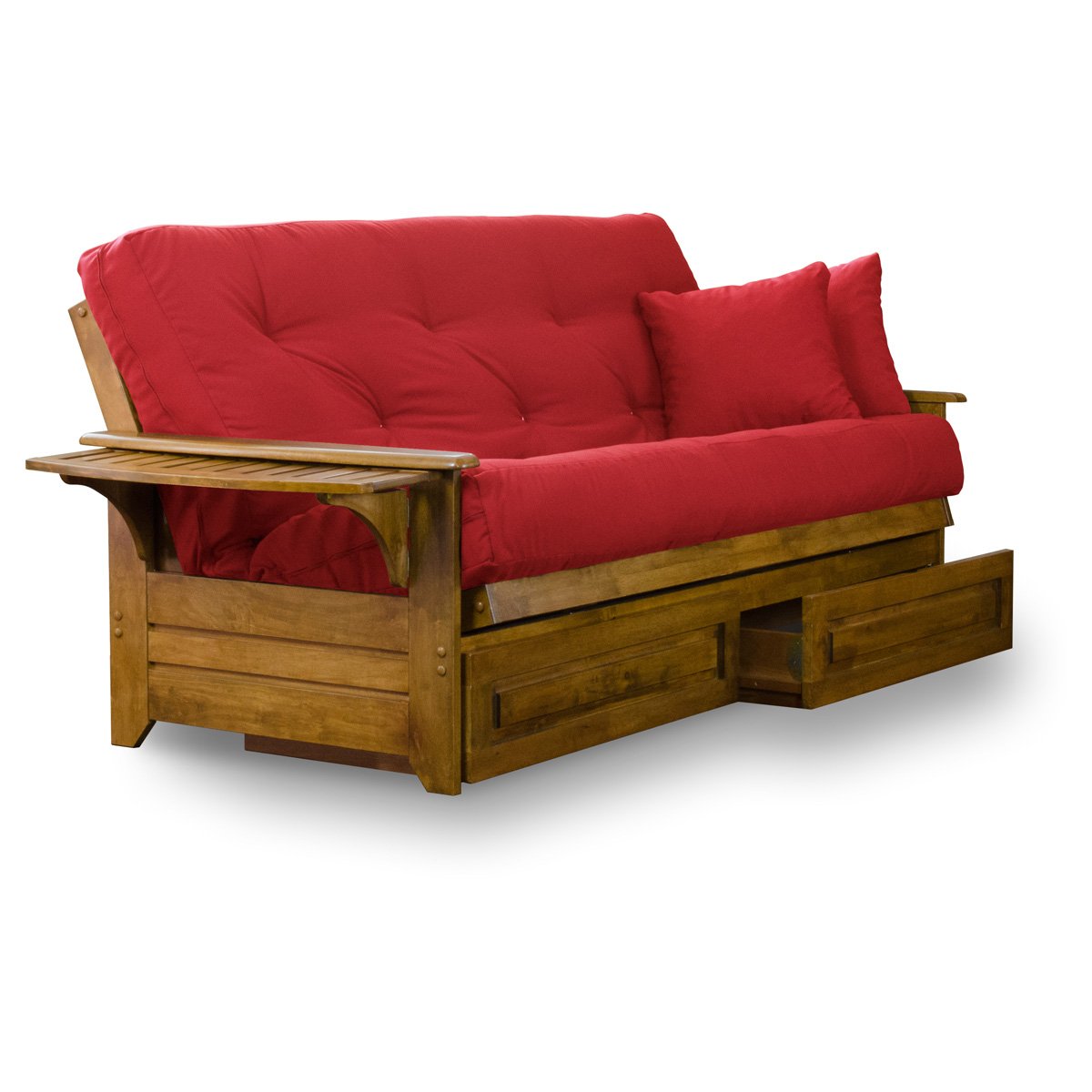 Amazon.com: Nirvana Futons Brentwood Tray Arm Futon Frame, Drawers, and ...