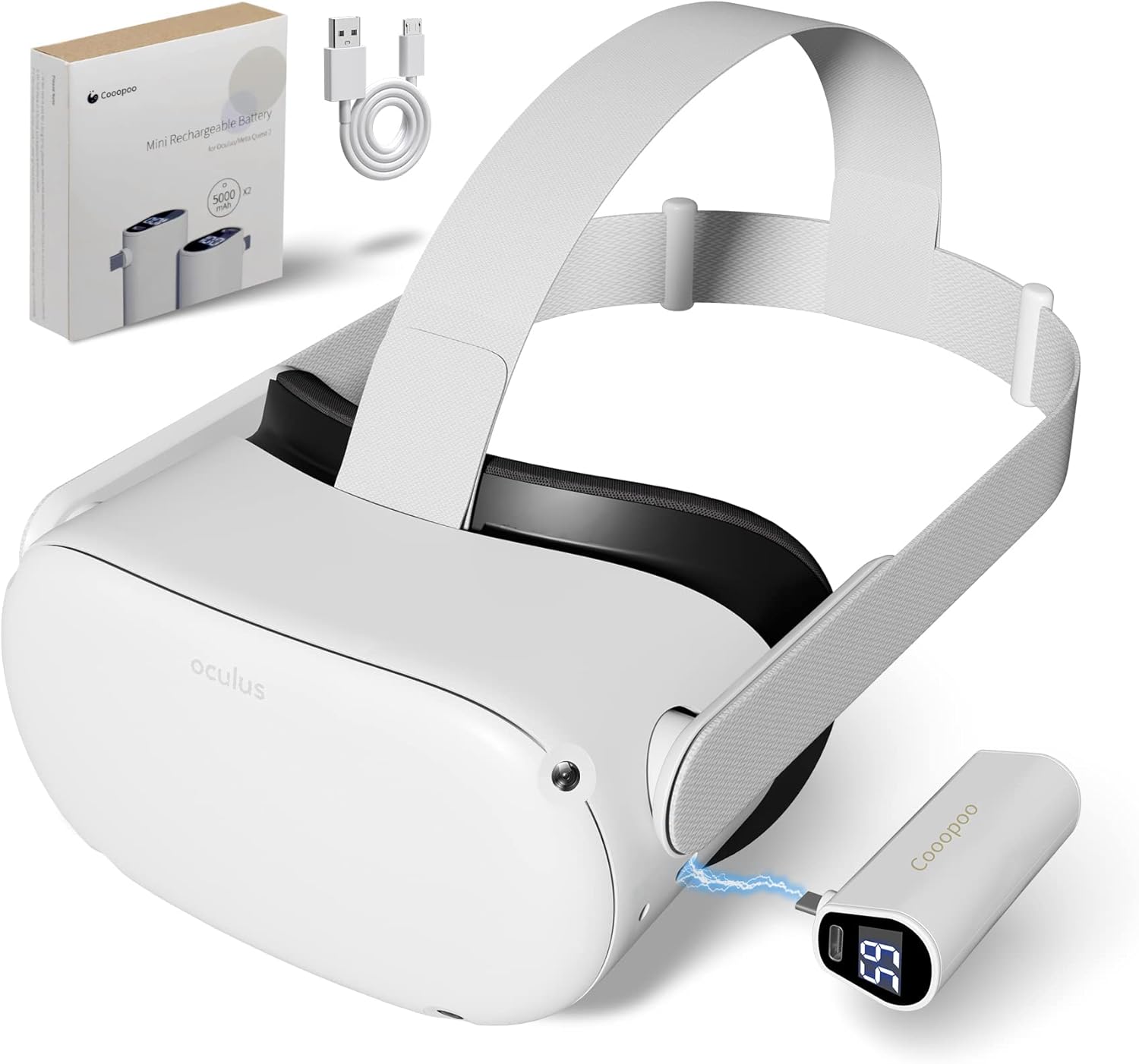 Confezione da 2 batterie ricaricabili Cooopoo per Oculus/Meta Quest 2 ...