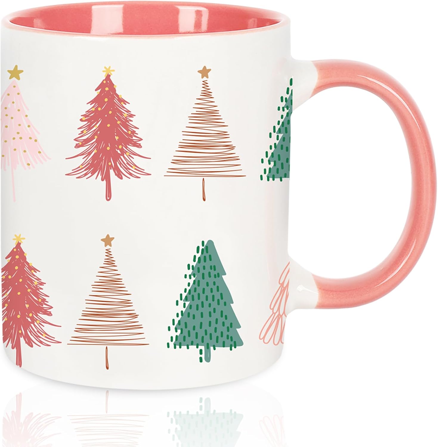 Amazon.com | Whaline Boho Christmas Mug Pink Green Xmas Tree Coffee Mug ...
