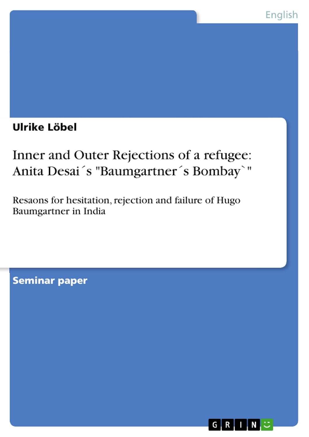 Amazon.com: Inner and Outer Rejections of a refugee: Anita Desai´s ...