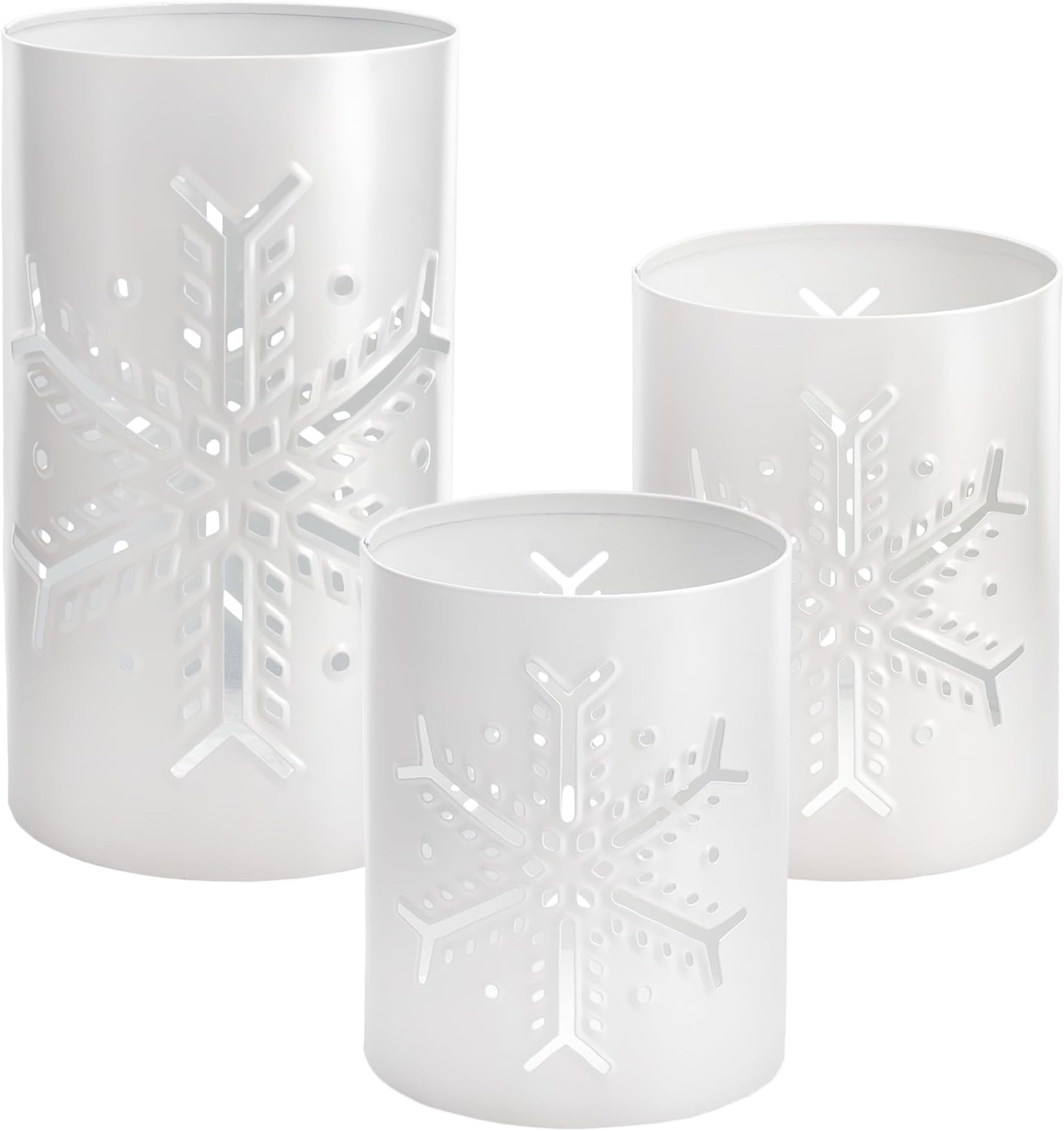 Amazon.com: AuldHome Snowflake Candle Lanterns for Pillar Candles (Set ...