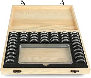 Amazon.com: Coin Capsules Wooden Display Storage Box Case Holder ...