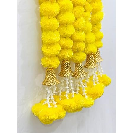 Buy SPHINX Artificial Marigold Fluffy Flowers with Bell and Tuberoses ...