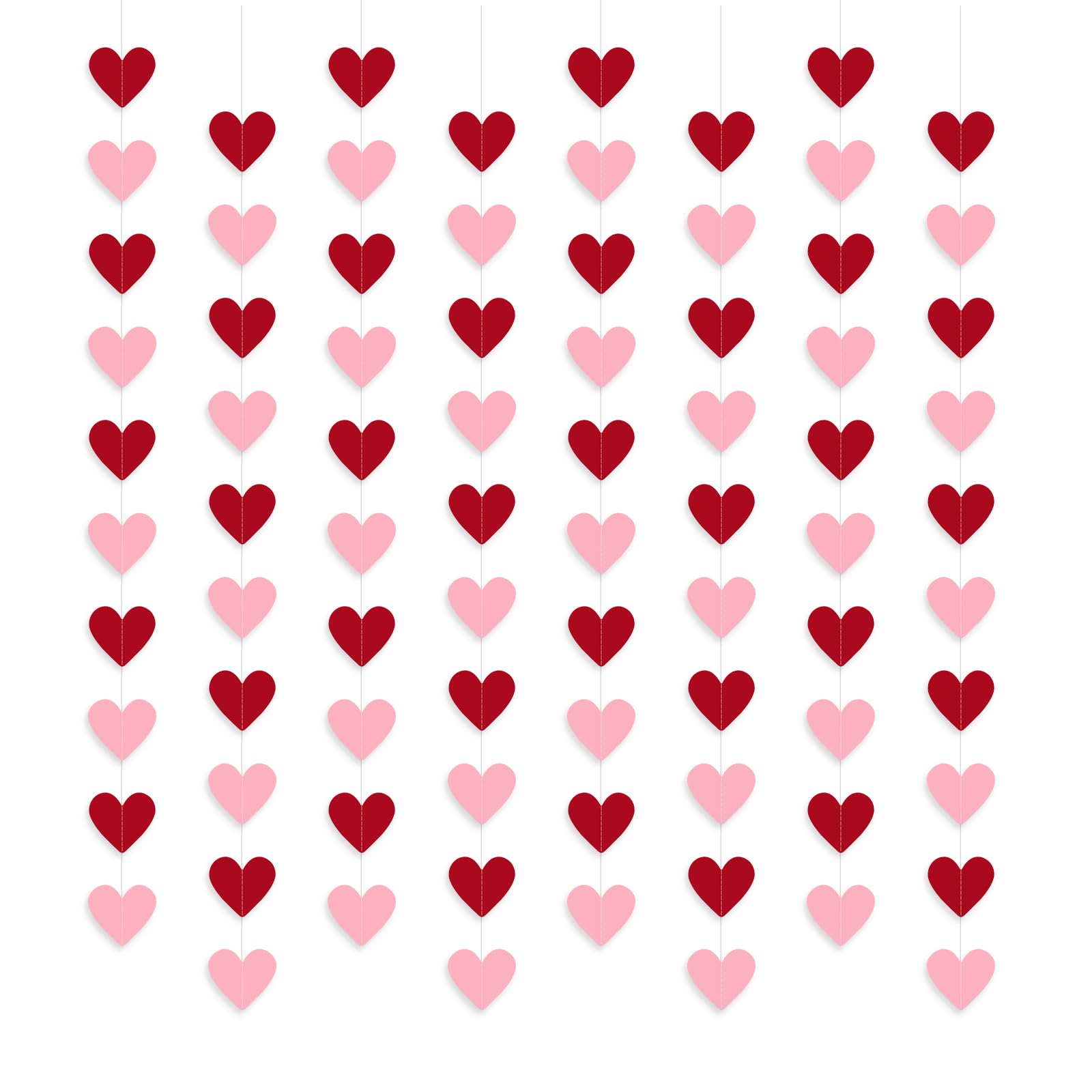 Amazon.com: Valentines Day Heart Garland - 8 Pack Red Pink Heart Shaped ...