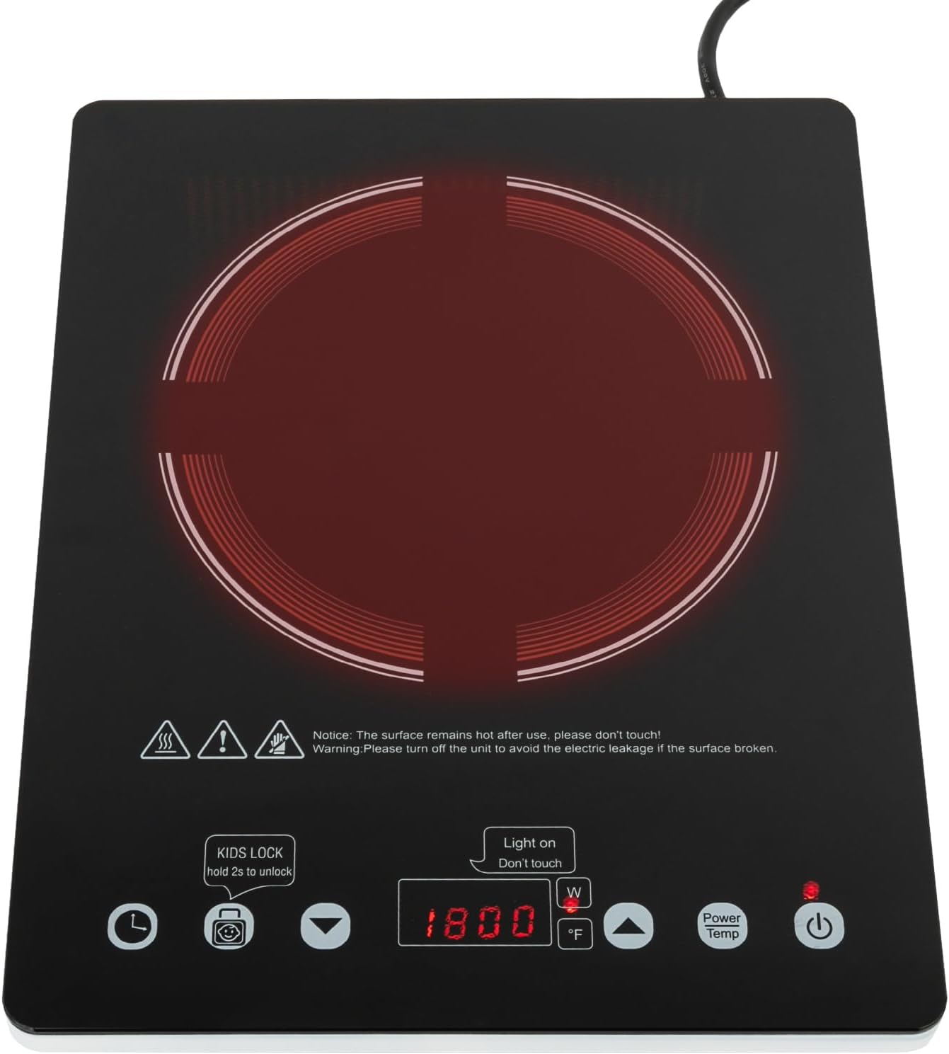 Amazon.com: Electric Ceramic Hob Countertop Burner 1800W Portable ...