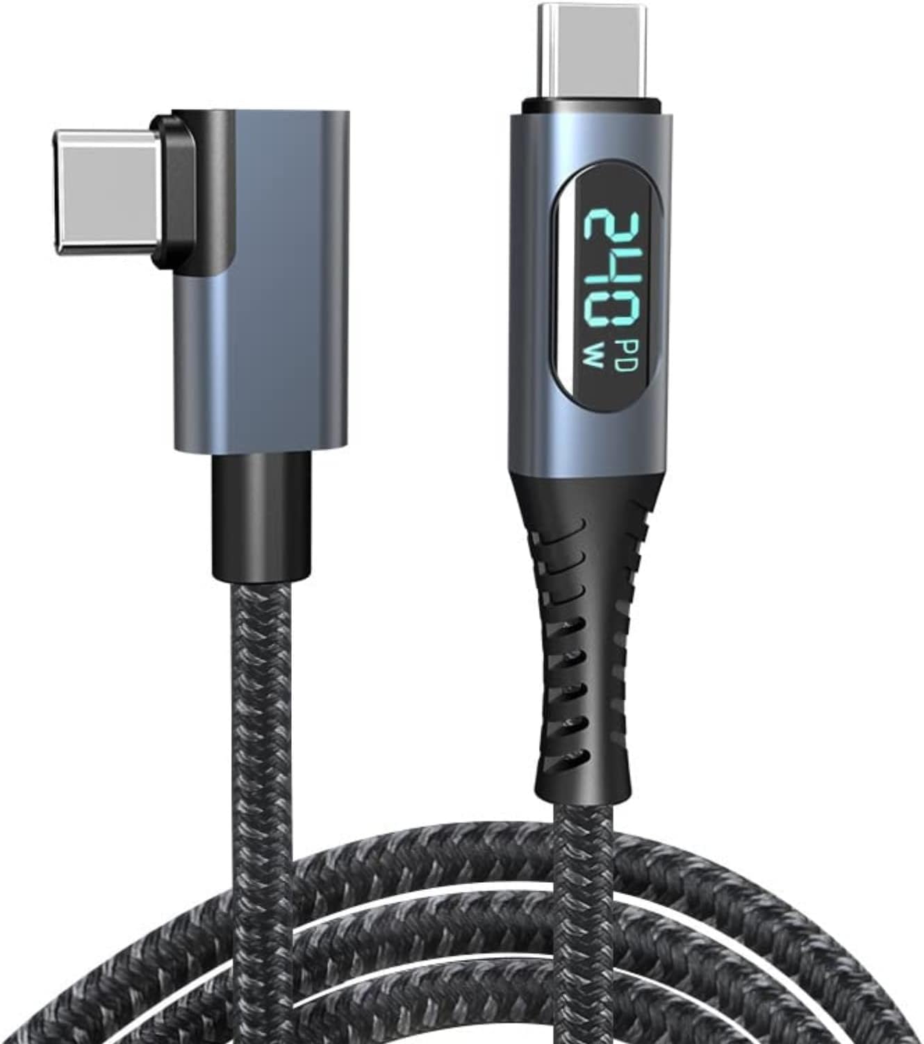 BRIMFORD 240W Usb 4 Cable,3.9Ft Right Angle Usb C Cable With Led ...