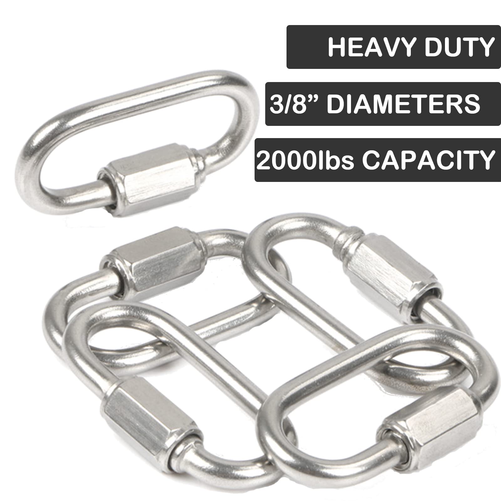 Swing Hammock Hardware 16-Pack Heavy Duty Quick Links - 3/8 Inch D ...