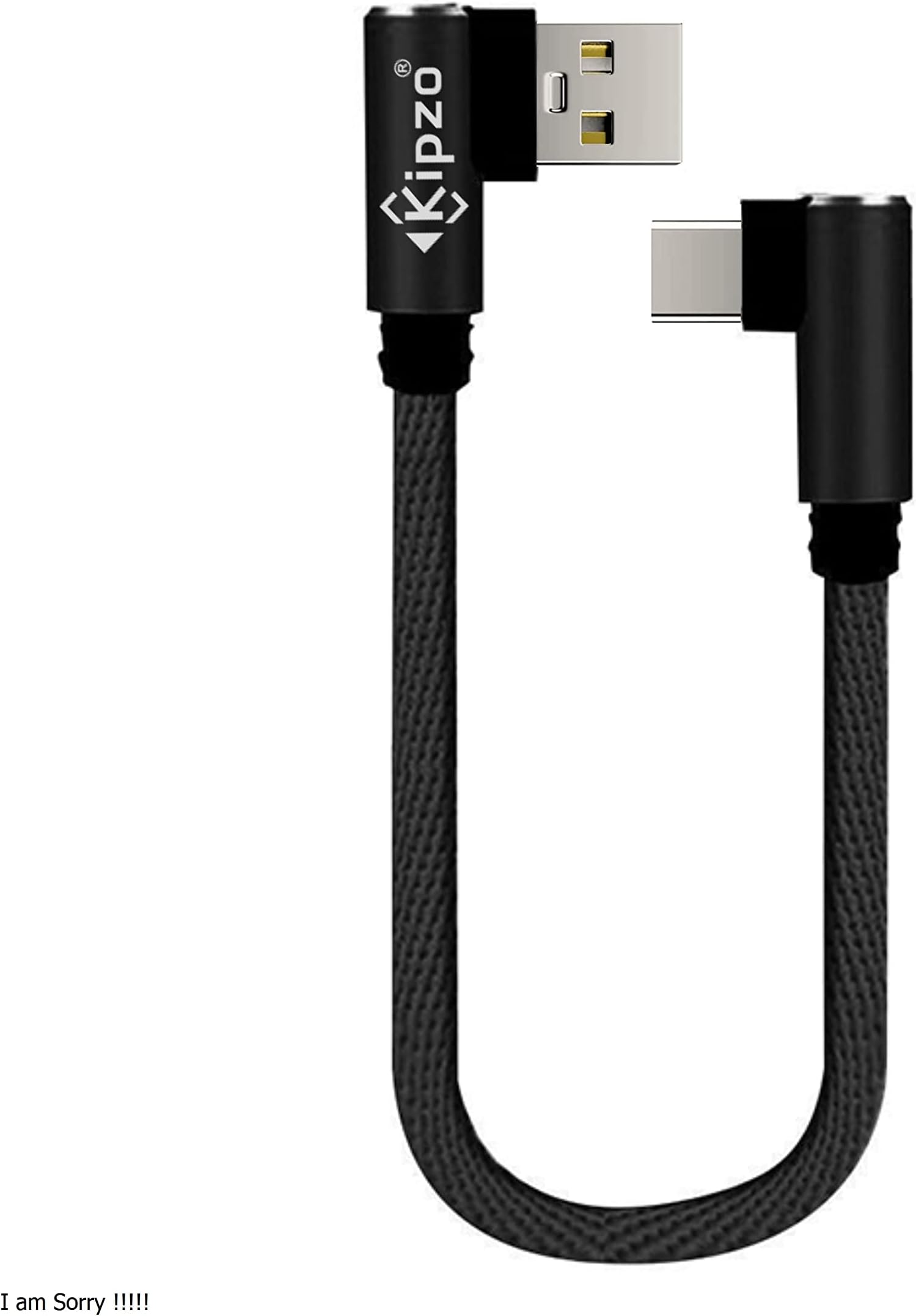 KIPZO® Strong Black l shape 90 degree Short Usb Cable type C Cable Fast ...