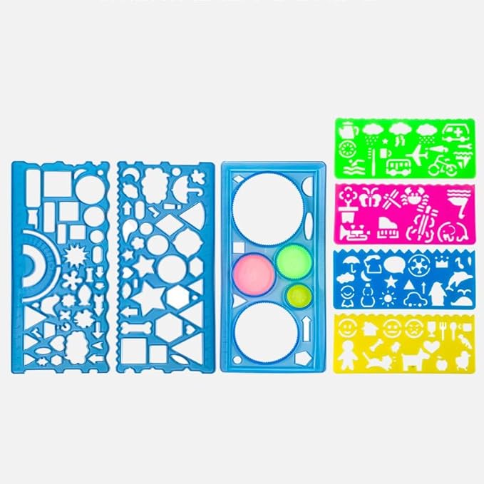 Amazon | MINBOOT 定規 テンプレート 【7枚組】 定規セット 小学生 子供 絵画 多機能 お絵描き 描画ルーラー | 定規 | 文房具・オフィス用品