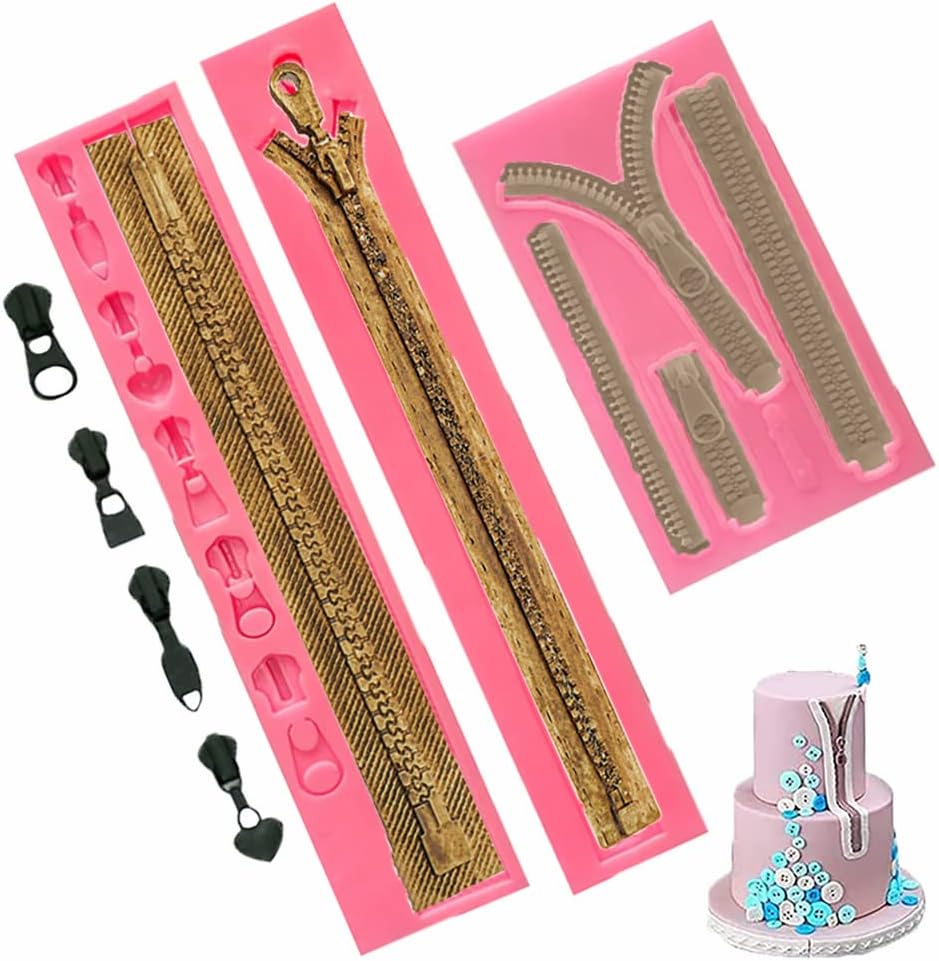Amazon.com: Guratapa 3PCS Zipper Chain Silicone Molds for DIY Fondant ...