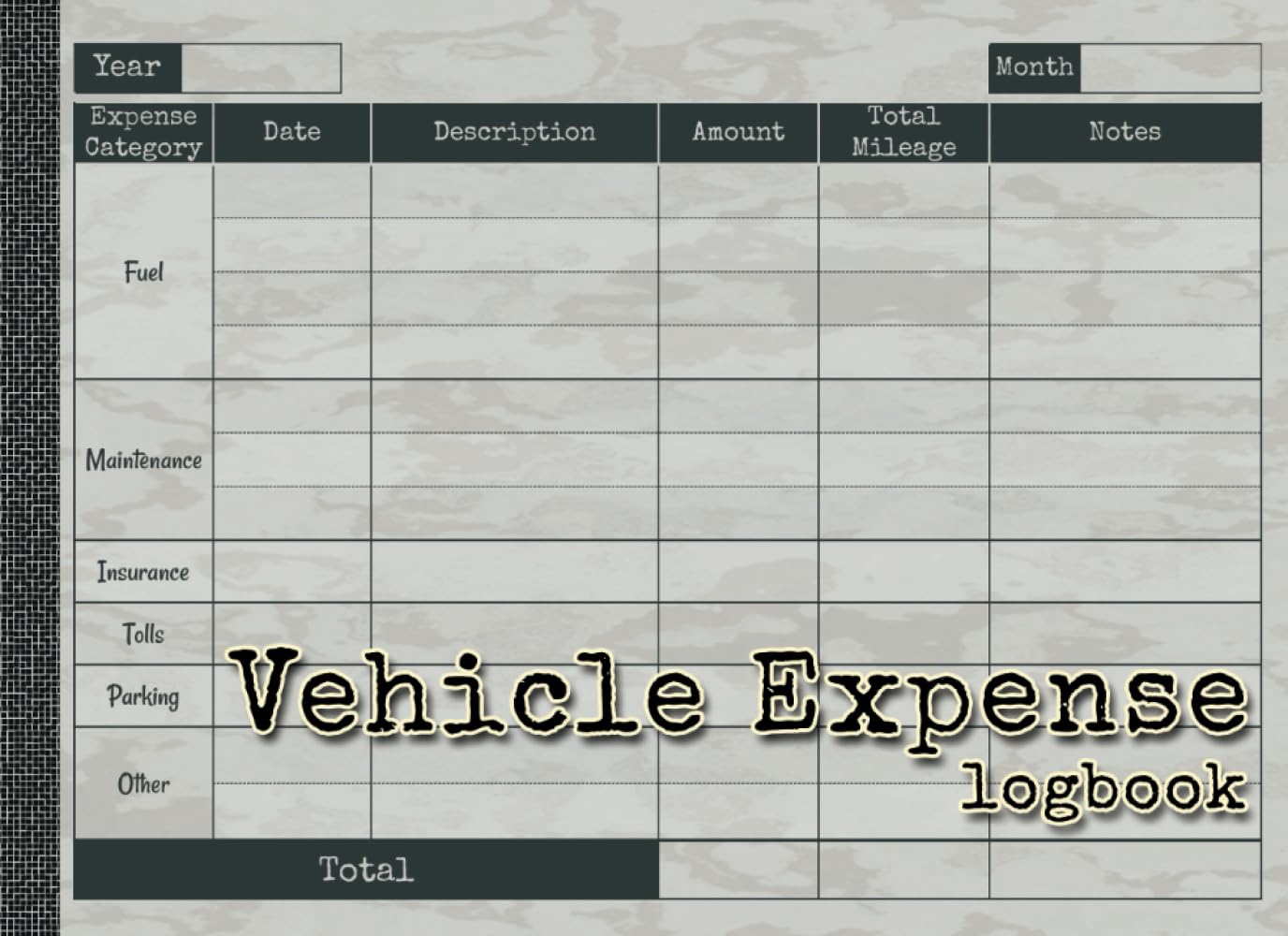Vehicle Expense Log Book: Monthly Car Expense Tracker Logbook | Auto ...