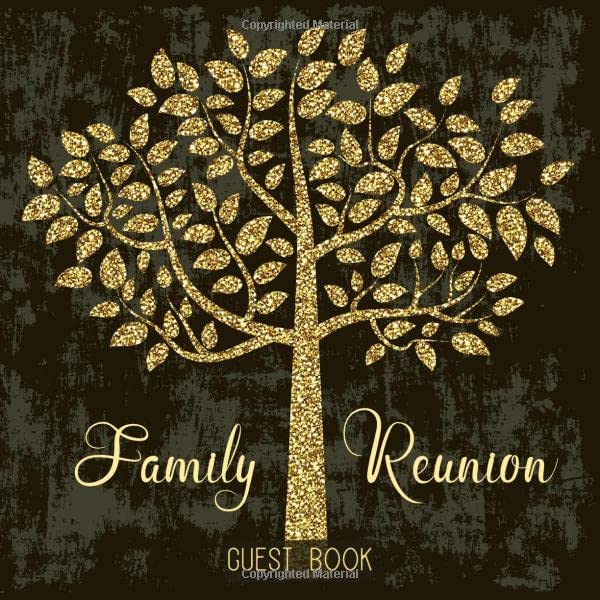Family Reunion Guest Book: Faux Glitter Tree Sign In Keepsake Record ...