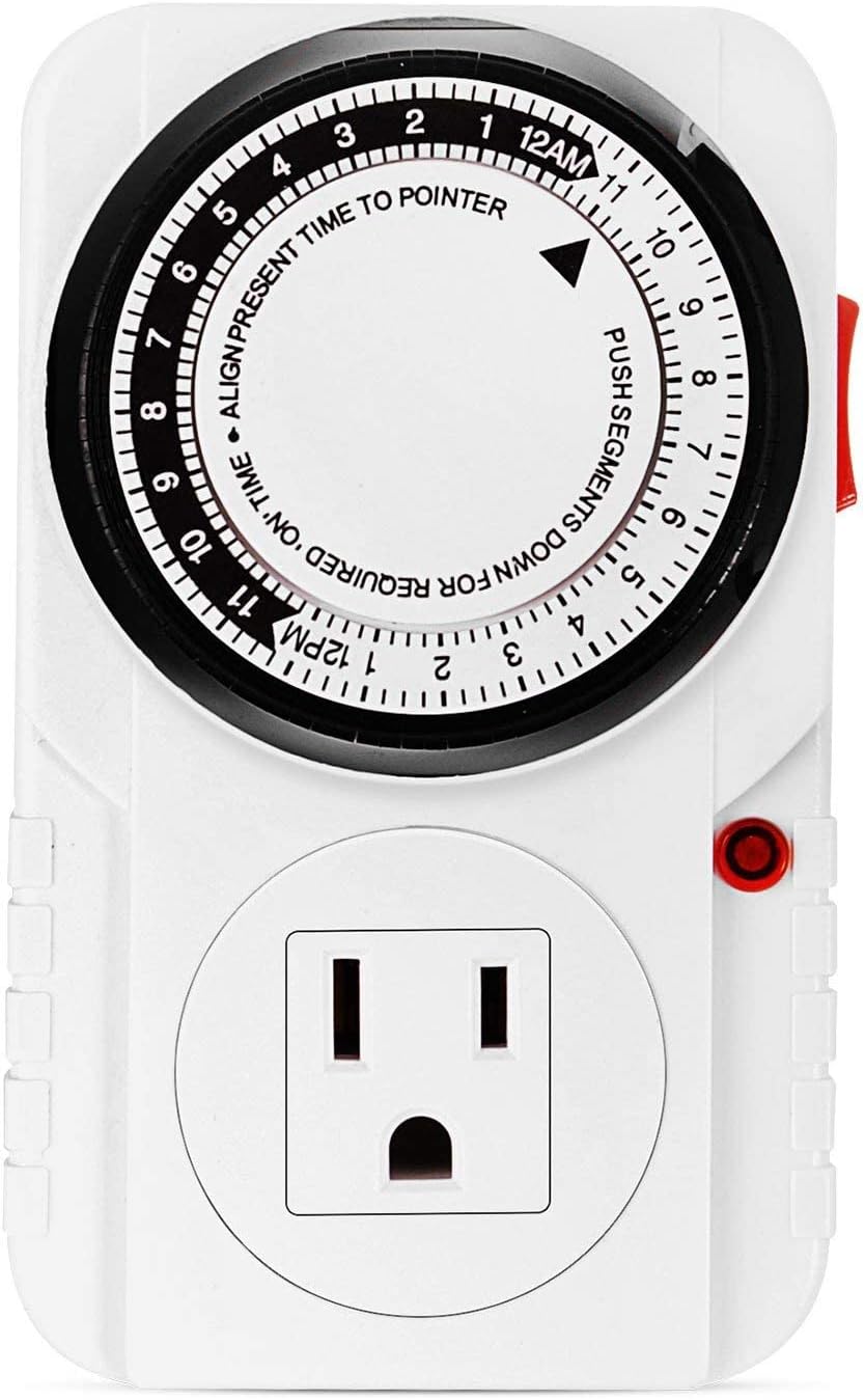iPower 24 Hour Plug-in Mechanical Timer, Timer for Electrical Outlets ...