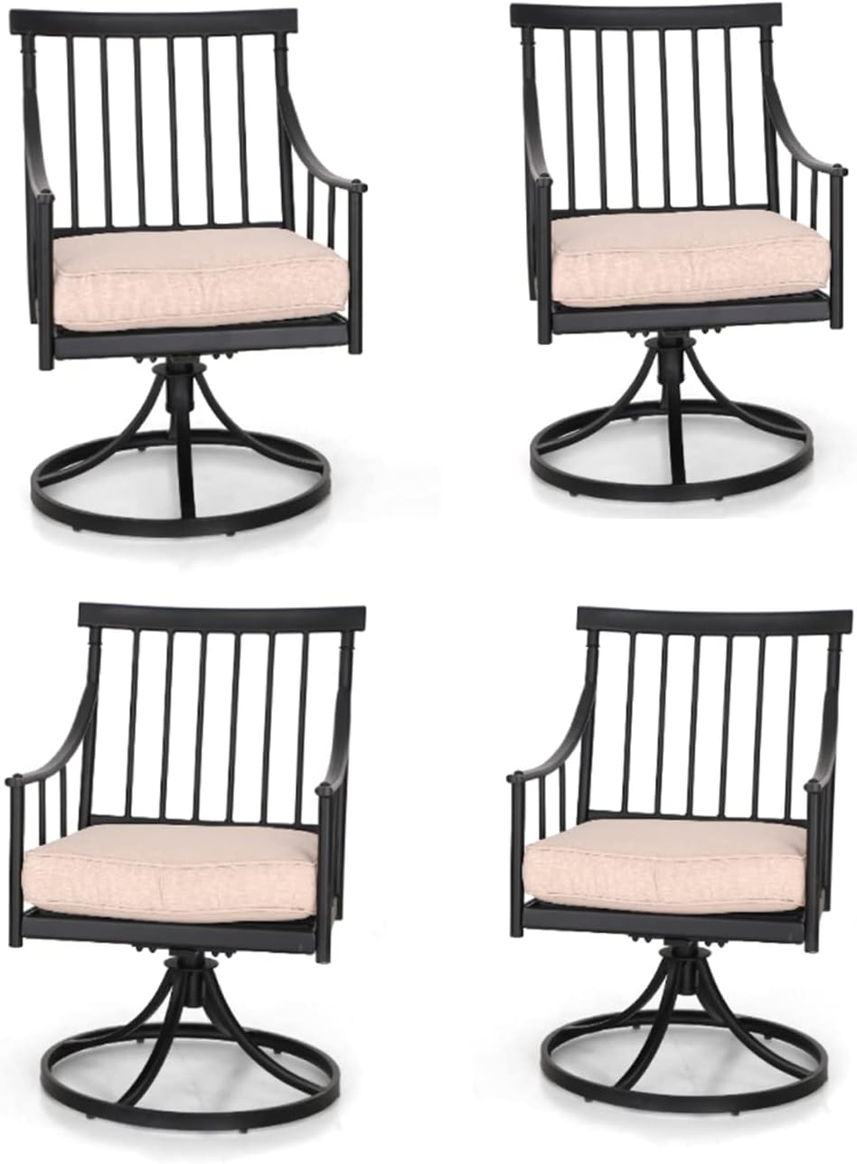 Amazon.com: PHI VILLA Swivel Chairs Set of 4 Patio Dining Rocker Chair ...