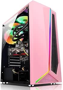 HDYD Pink ATX Case, Mid-Tower PC Gaming Case ATX/M-ATX/ITX - Front I/O ...