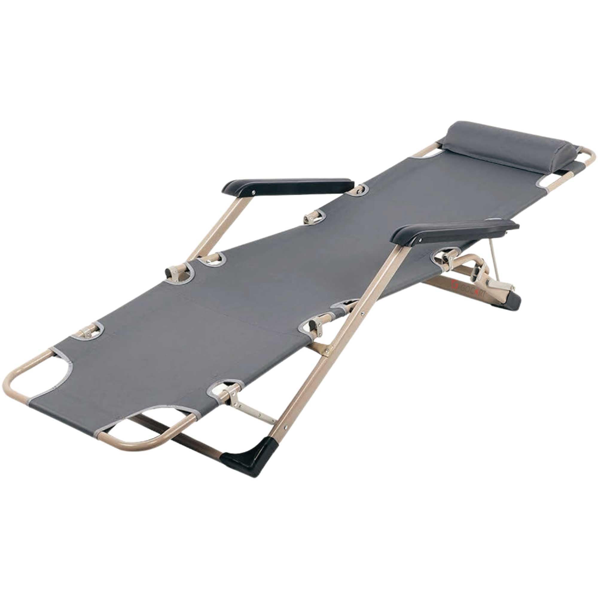 GOCART WITH G LOGO Metal Portable Folding Arm Rest, Recliner Chairs For ...