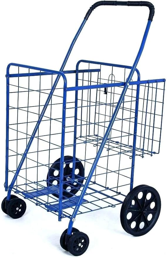 Amazon.com: Swivel Wheels FOLDING SHOPPING/LAUNDRY CART with Double ...