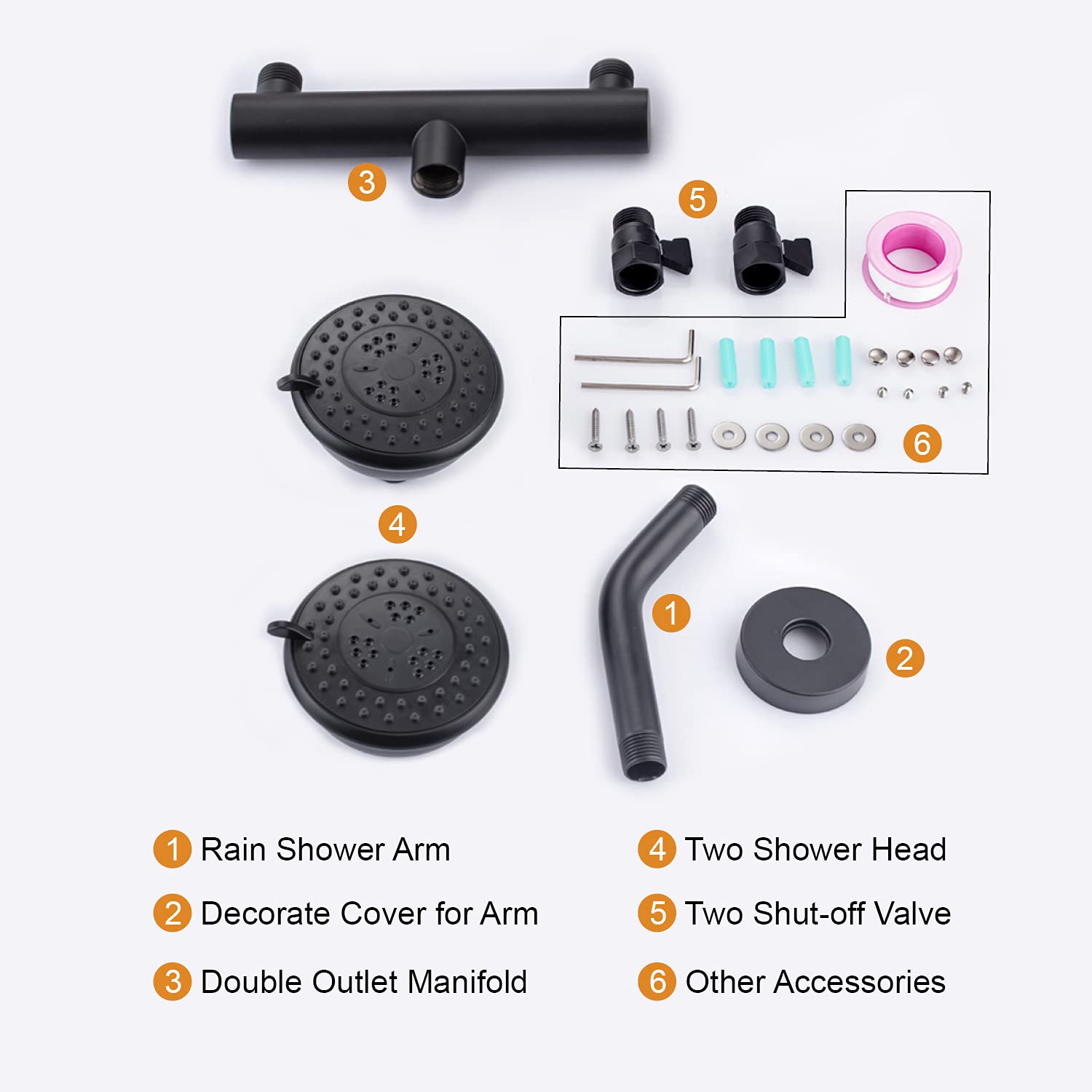 Double Head Showerhead Shower Head Manifold With Double Outlet And Shut ...